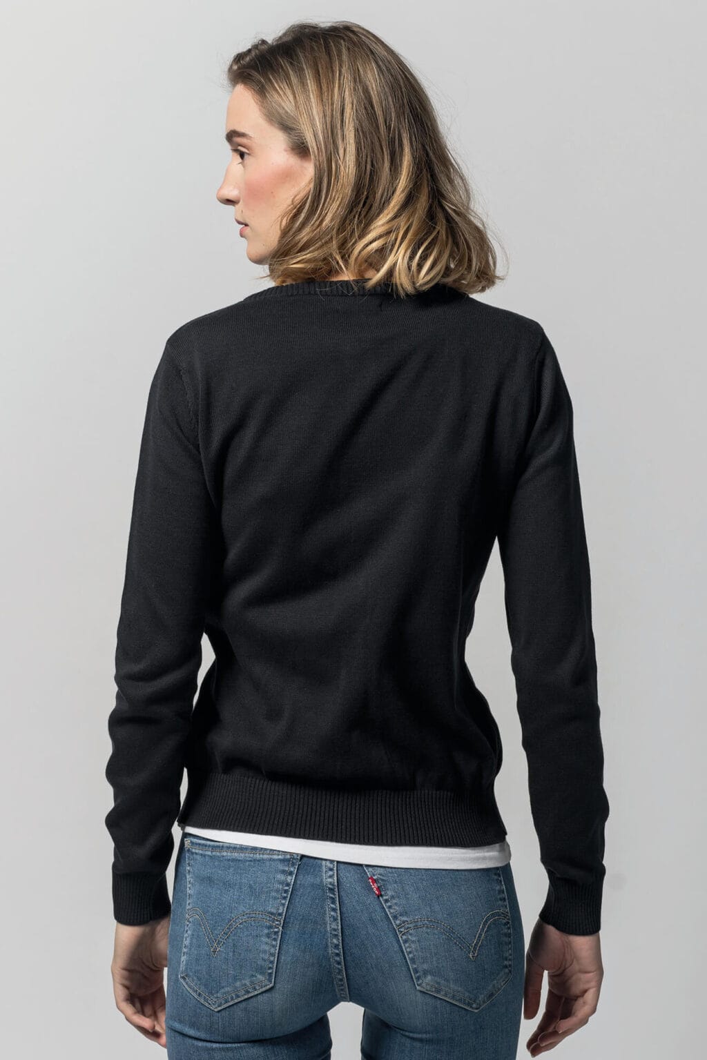 Cardigan basic bomull svart - LotusEco