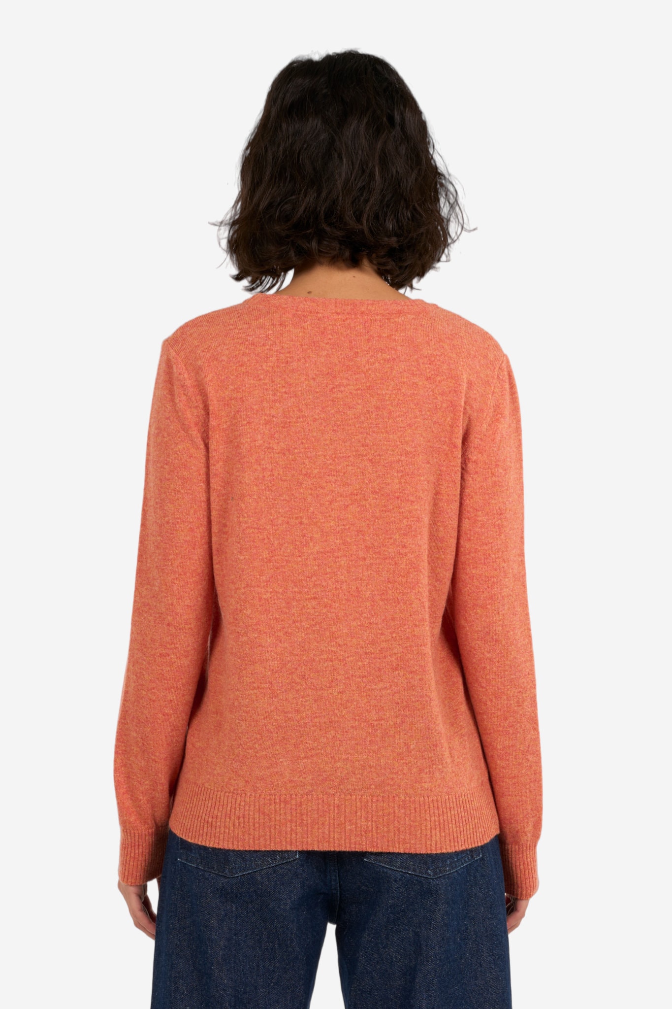 Tröja crewneck 100% ull orange melerad - LotusEco